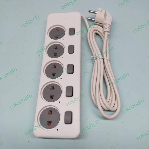 Jual Stop Kontak 5 Lubang + Kabel 3 Meter Swit Masing Masing Mikotek ...