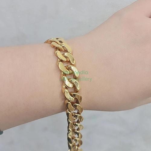 Jual GELANG TANGAN RANTE EMAS PRIA/WANITA SISIK NAGA POLOS LEBAR KUNING ...