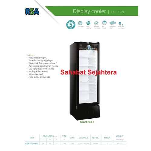 Jual Display Cooler / Showcase 1 Pintu RSA Tipe AGATE-300.R - Jakarta ...