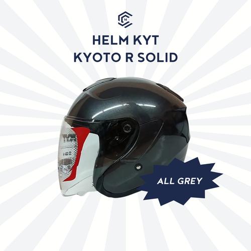 Jual Helm KYT KYOTO R Solid All Grey / Helm Half Face Abu Abu Polos ...