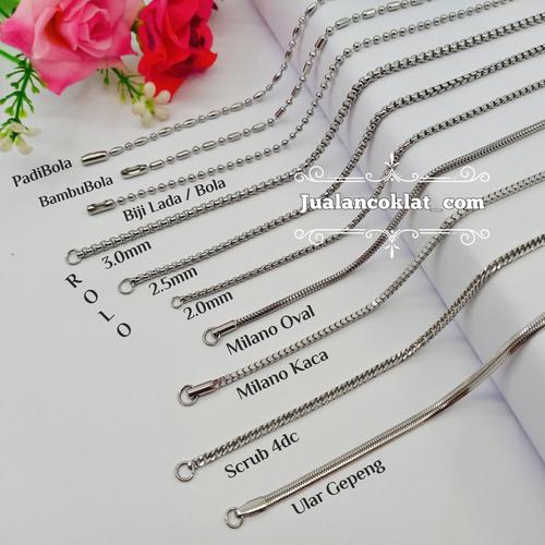 Jual Variasi Silver 45cm Rantai Kalung Titanium Stainless 316L ...