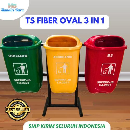 Jual TONG SAMPAH FIBER 3IN1 OVAL ORGANIK ANORGANIK, TEMPAT SAMPAH 3 ...