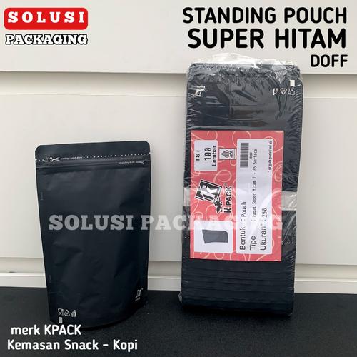Jual KPACK STANDING POUCH SUPER HITAM KEMASAN KOPI SNACK ALU FOIL KLIP ...