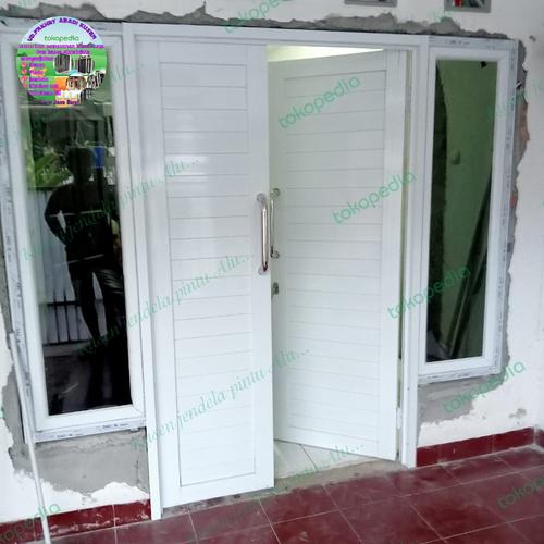 Jual pintu utama aluminium tarung set kusen jendela kanan kiri ful ...