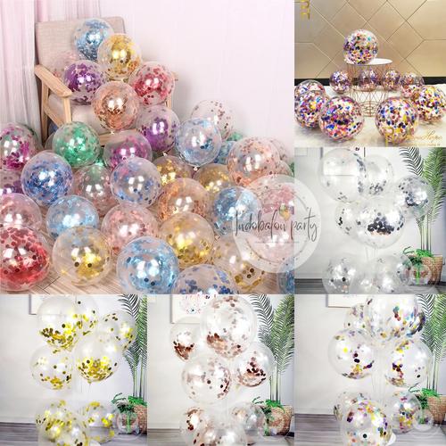 Jual balon latex transparan isi confetti / balon latex bening isi ...