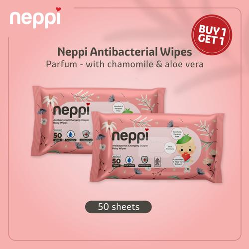Jual Neppi Antibacterial Changing Diaper Baby Wipes buy1get1 50's ...