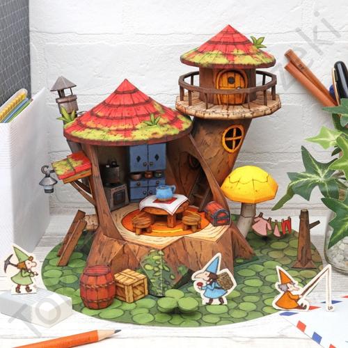 Jual 3D Miniature World Paper Craft Rumah Pohon Dwarf Papercraft Tree ...