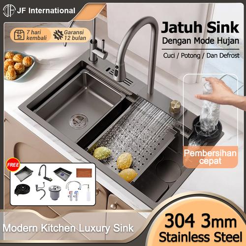Promo Modern Kitchen Wastafel Dengan Luxury Black Sink Keran yang Bisa ...