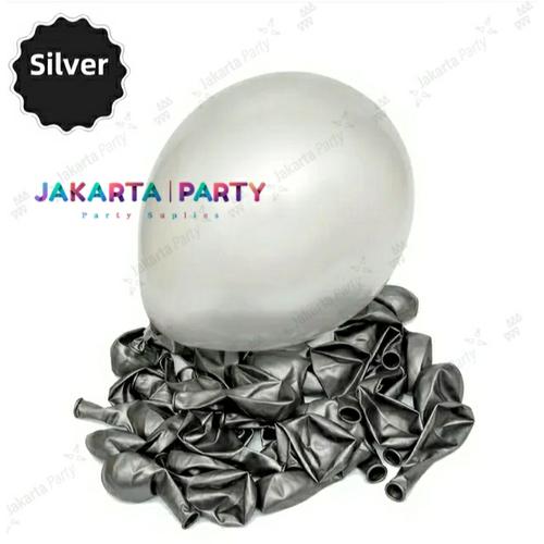 Jual Balon latex metalik satuan / balon latex metalik 12 inch - SILVER ...
