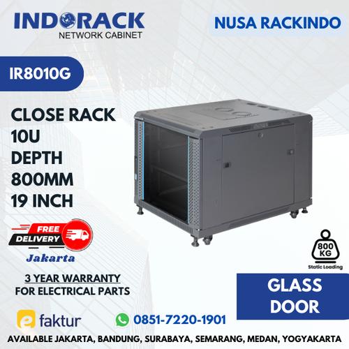 Promo IR8010G - 10U Close Rack Depth 800mm Glass Door 19" - INDORACK ...