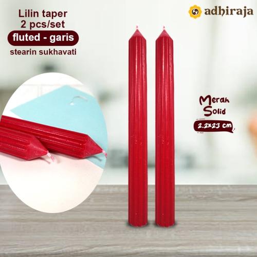 Jual Lilin Merah Batang Taper Fluted Garis Sukhavati Candle Silinder 23 ...