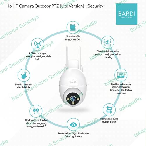 Jual Bardi CCTV Outdoor PTZ Smart IP Camera Lite Version 360°1080p WiFi ...