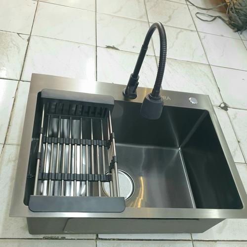 Jual Kitchen Sink 6045 BLACK 1 lubang Cuci Piring minimalis Steinless ...