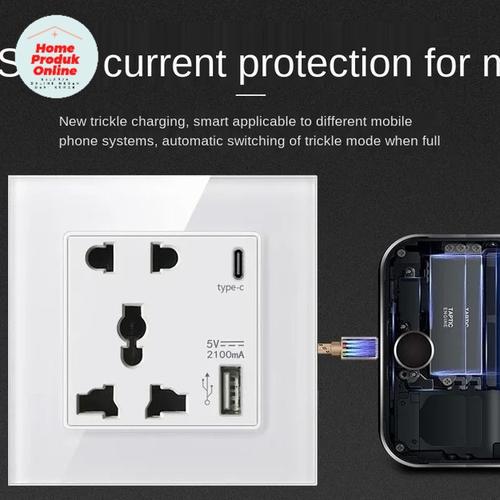 Promo Stop Kontak Dinding Colokan Changer Listrik UK 2 Port USB Type C ...
