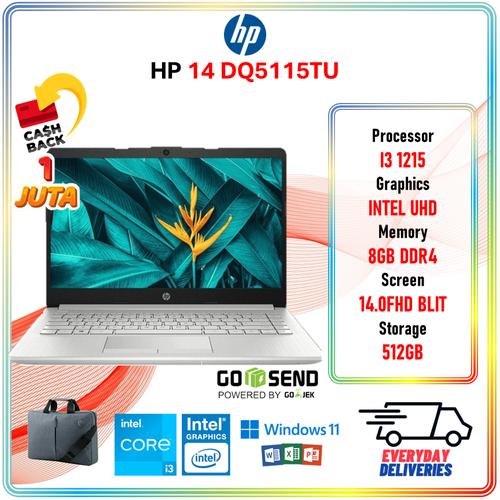 Jual HP 14 DQ5115TU Core i3 1215 Ram 8GB 512SSD W11+OHS 14.0FHD Blit ...