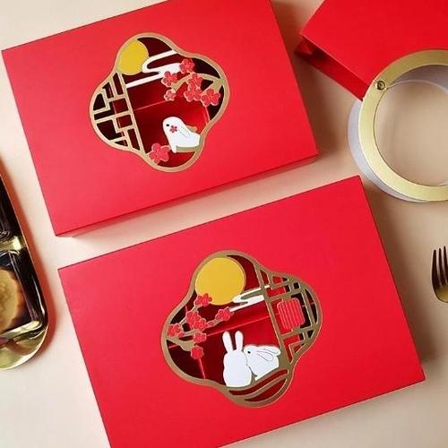 Jual box mooncake 100gr isi 6 rabbit window dus sekat kemasan keu bulan ...