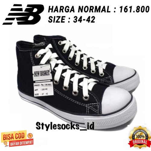 Jual Sepatu NB New Basket Hitam Putih Tinggi (Sepatu Sekolah Anak) - 35 ...