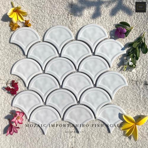 Jual Mozaik Keramik Import Singress Mozaic Shiro Fish Scale White Glossy - Jakarta Timur ...