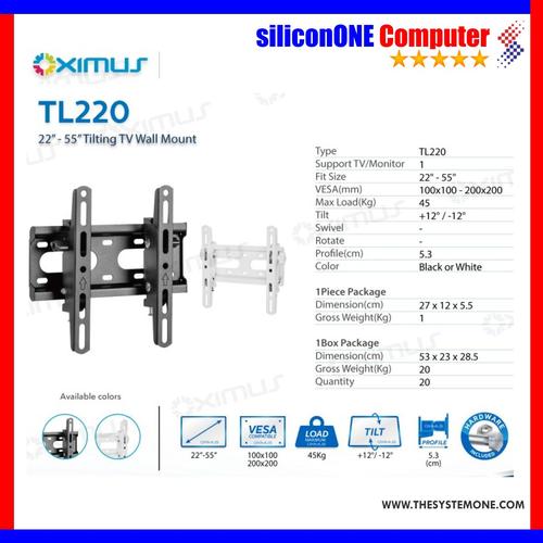 Jual OXIMUS TL220 BRACKET TV LED LCD MONITOR 22" - 55" WALL MOUNT TILT ...