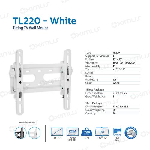 Jual BRACKET TV LED LCD MONITOR 22" - 55" OXIMUS TL220 WALL MOUNT TILT ...