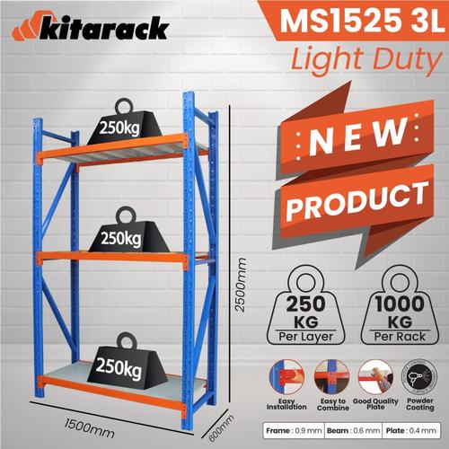 Promo RAK GUDANG KITARACK MS1525 LIGHT DUTY 3 LAYER 250KG/LAYER 1000KG ...