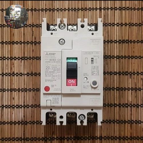 Jual ELCB Earth Leakage Breaker Mitsubishi NV63-CV 3Pole 20A Original ...