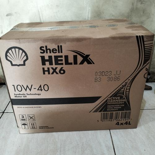 Jual Oli Mesin Shell Helix HX-6 SAE 10W-40 Kemasan 1 Dus isi 4 X 4 ...