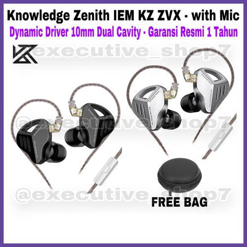 Jual Knowledge Zenith IEM KZ ZVX - with Mic Dynamic Driver 10mm Dual ...