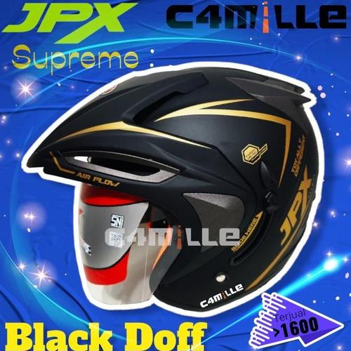 Jual Ptr Helm Jpx Solid Black Doff Gold Double Visor Half Face ...