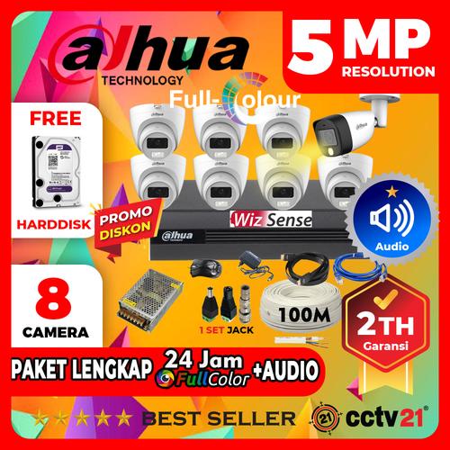 Jual Paket cctv DAHUA 8 Channel Kamera 5MP Full Color Colorvu AUDIO ...