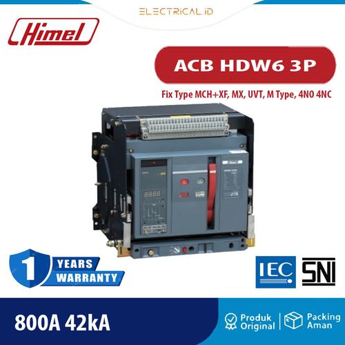 Jual ACB HDW6 42kA 800A 3P Fix Type MCH+XF, MX, UVT, M Type, 4NO 4NC ...