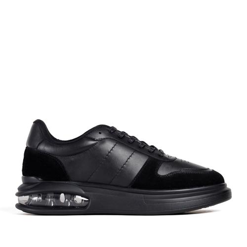 Promo Prabu - Thariq Black Sepatu Sneakers Kulit Pria Hitam - 42 Cicil ...