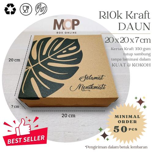 Jual Kotak Nasi 20x20 R10k Kraft DAUN Box Kraf Coklat Murah Katering ...