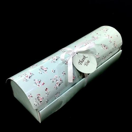 Jual box bolu gulung hijau bunga putih idul fitri roll cake laminasi ...