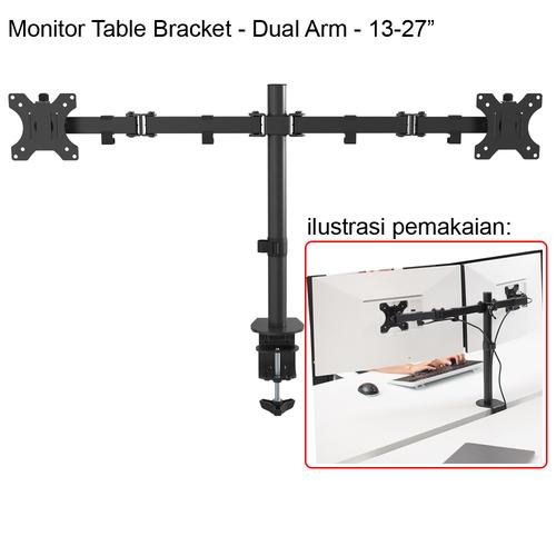 Jual Monitor Dual Arm Table Bracket - 13-27 inch - vesa 100x100 PC ...