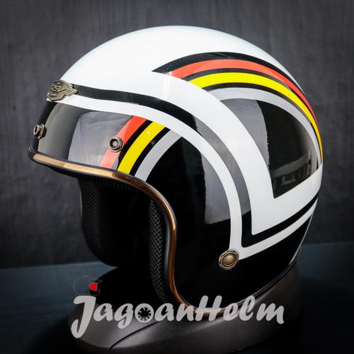 Jual RSV HELM RETRO MOTIF ROTARY | WHITE BLACK | MODEL BOGO CLASSIC ...