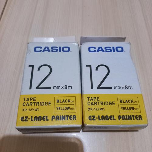 Jual Tape cartridge XR-12WE1 12mmX8m EZ-LABEL PRINTER (White) yelow ...