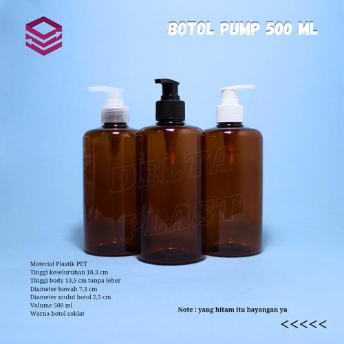 Jual Botol Amber 500 ML + Tutup Pump / Botol Pump 500 ML Coklat - Natural - Kota Bekasi - DELTA ...
