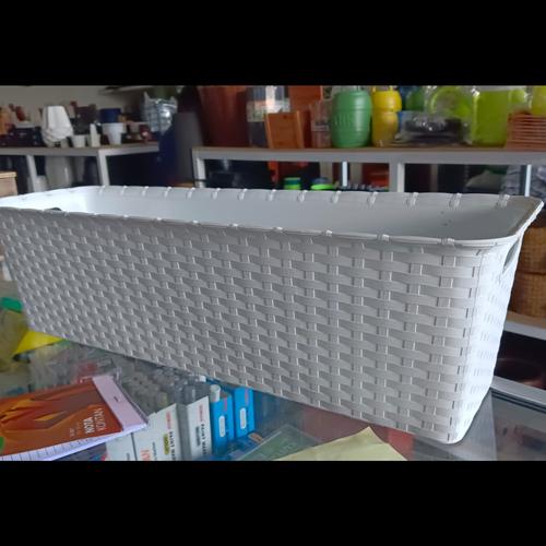 Jual pot rotan panjang 60 cm, pot bunga persegi panjang,pot motif warna ...
