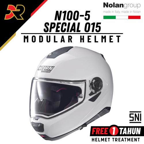 Jual NOLAN N100-5 015 SPECIAL PURE WHITE N-COM HELM MODULAR SNI N1005 ...