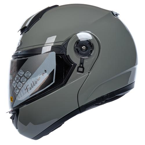 Promo ZEUS ZS 3050 AUDI GRAY GLOSSY MODULAR FLIP UP DOUBLE VISOR - M ...