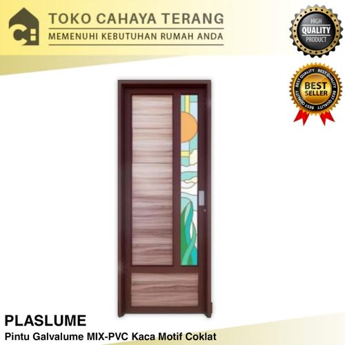 Jual Pintu Galvalum Mix PVC Kaca Motif 200 x 70 Plaslume Coklat Kamar ...