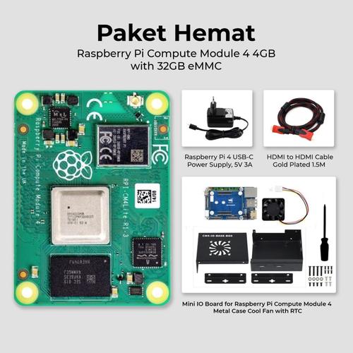 Jual Paket Hemat Raspberry Pi Compute Module 4 4GB RAM 32GB eMMC WiFi ...