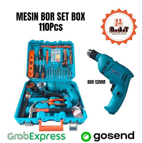 Jual Mesin Bor Set Box 110Pcs Mesin Bor 13mm Impact drill Set Box 13mm ...