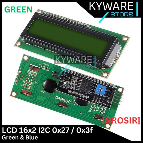 Jual LCD 16x2 I2C Module Blue Green Layar Arduino 1602 Biru Hijau 16x02 ...