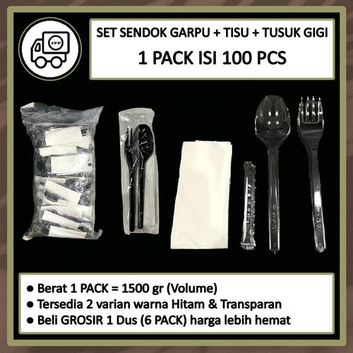 Jual Sendok Garpu Plastik Set Tisu Tusuk Gigi Higenis Steril isi 100 ...