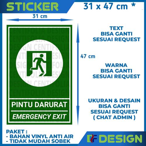 Jual STICKER RAMBU PERINGATAN PINTU DARURAT EMERGENCY EXIT - Kota ...