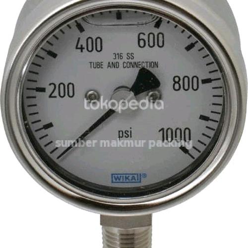 Jual pressure gauge 1000 psi size 4 inch bottom connection 1/2 npt wika ...