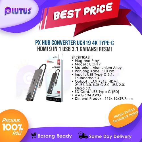 Jual PX Hub Converter UCH19 4K Type-C HDMI 9 in 1 USB 3.1 Garansi Resmi ...