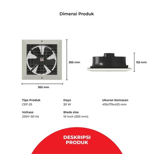 Jual MASPION CEILING EXHAUST FAN CEF-25 KIPAS ANGIN HISAP LANGIT EXOS ...
